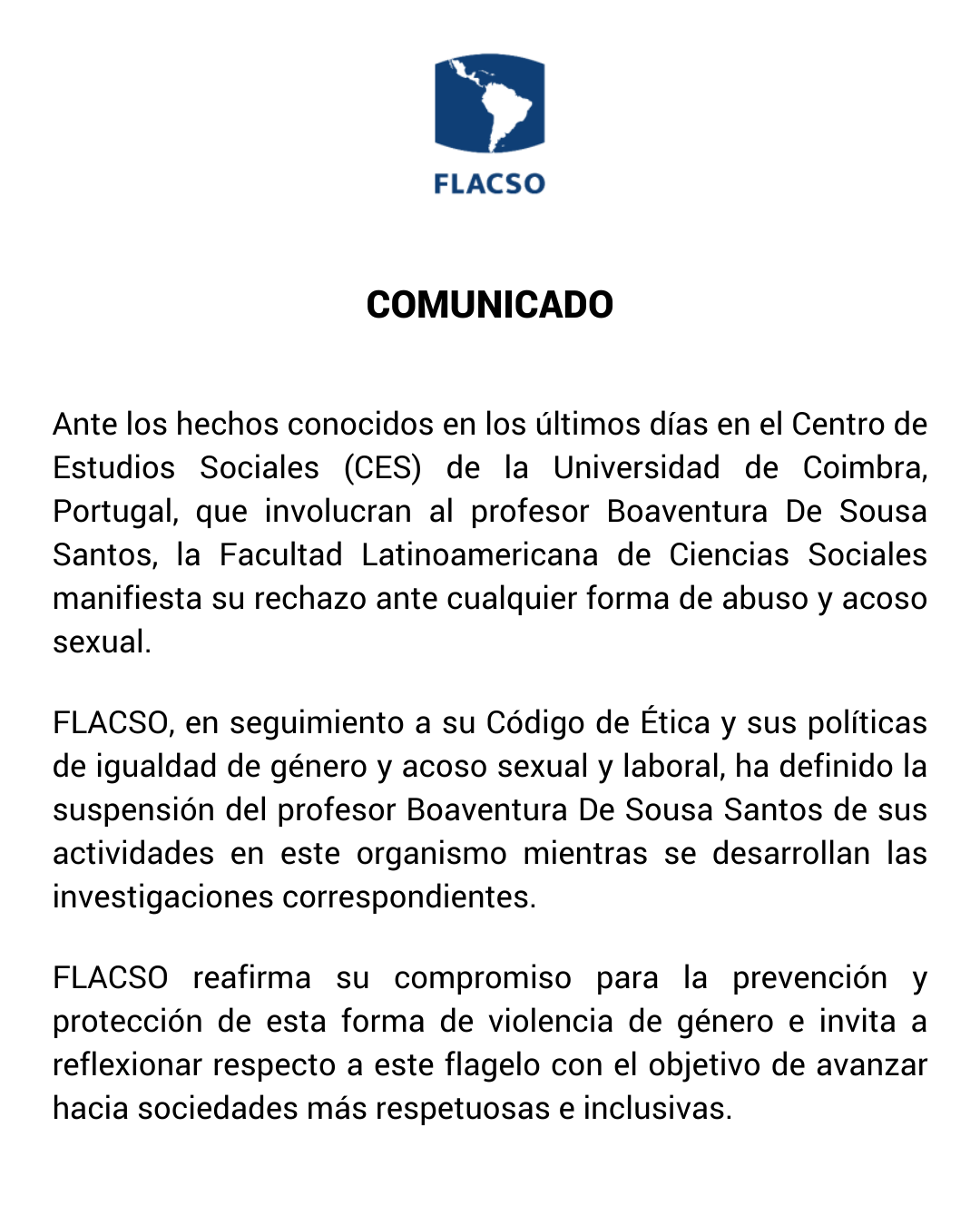 Comunicado Sistema FLACSO – Flacso Chile